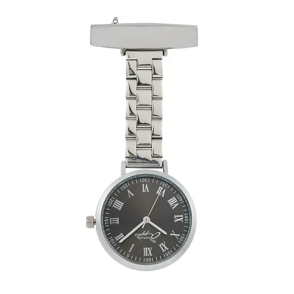 BERMUDA WATCH COMPANY Annie Apple Meraki Gunmetal Link Nurse Fob Watch - Silver