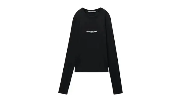 Alexander Wang Logo Print Fitted Long Sleeve Tee Shirt