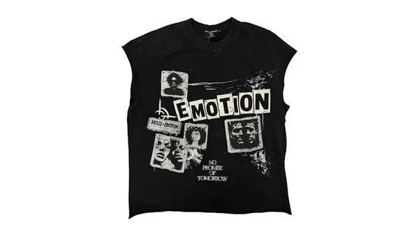 Mixed Emotion Newspaper Sleeveless Tee Shirt
