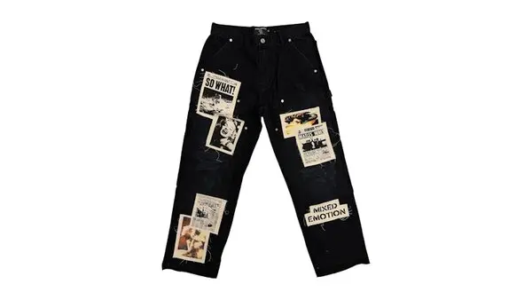Mixed Emotion Newspaper Carpenter Pants