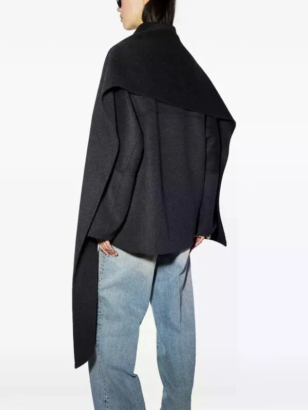 Liviana Conti Scarf-detail Concealed-fastening Coat - Grey