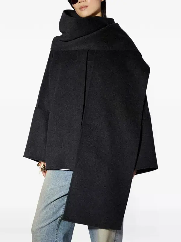 Liviana Conti Scarf-detail Concealed-fastening Coat - Grey