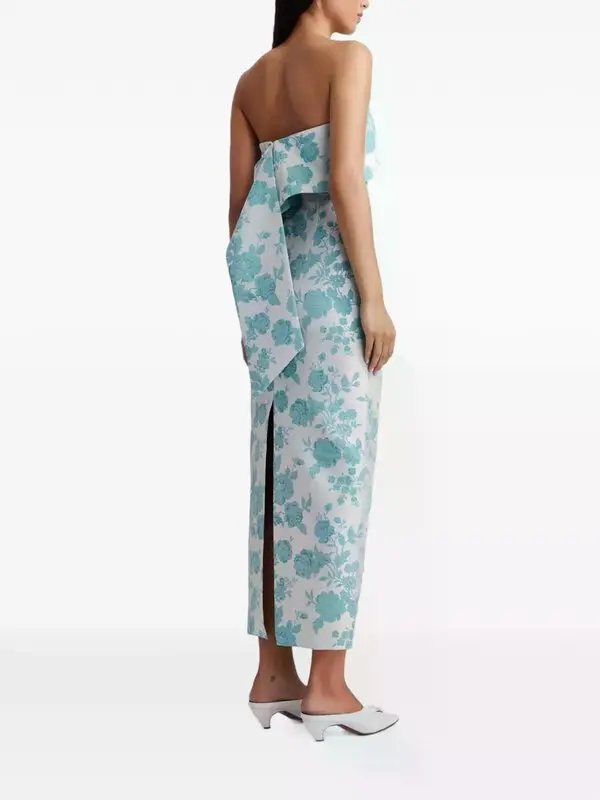 Anna Quan Gretel Floral-jacquard Strapless Midi Dress