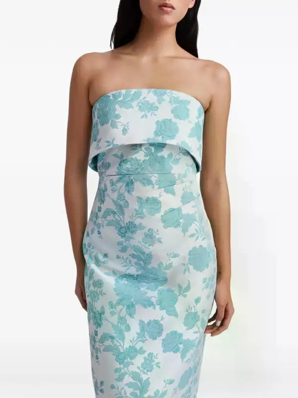 Anna Quan Gretel Floral-jacquard Strapless Midi Dress