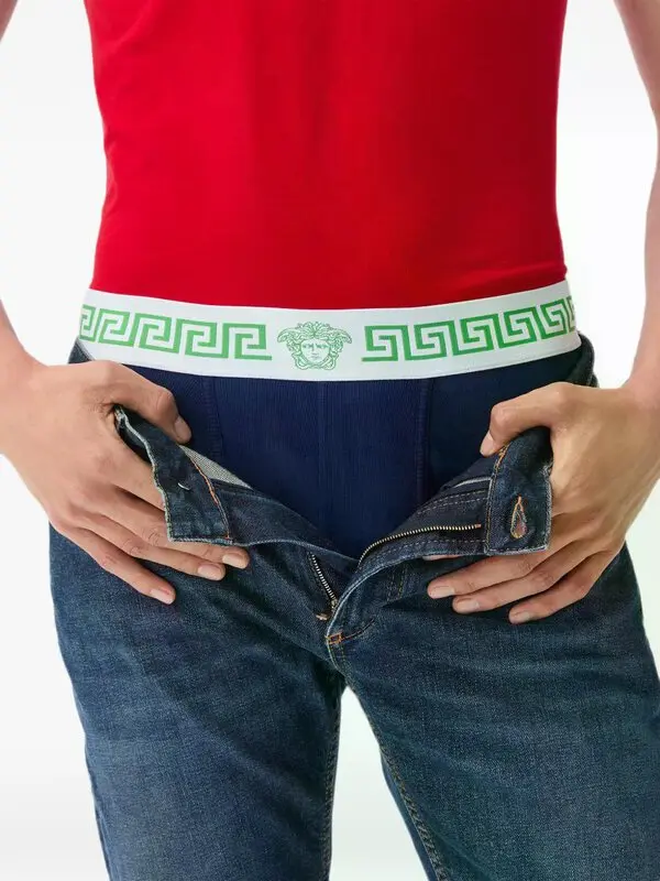 Versace Ribbed Cotton-jersey Trunks