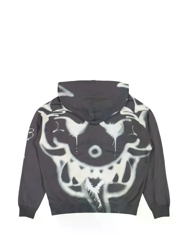 Y3 Chito Graphic French Terry Zipper Hoodie - Grey