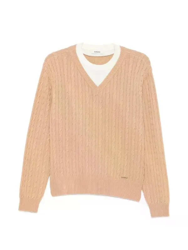 Sandro Cable-knit V-neck Sweater