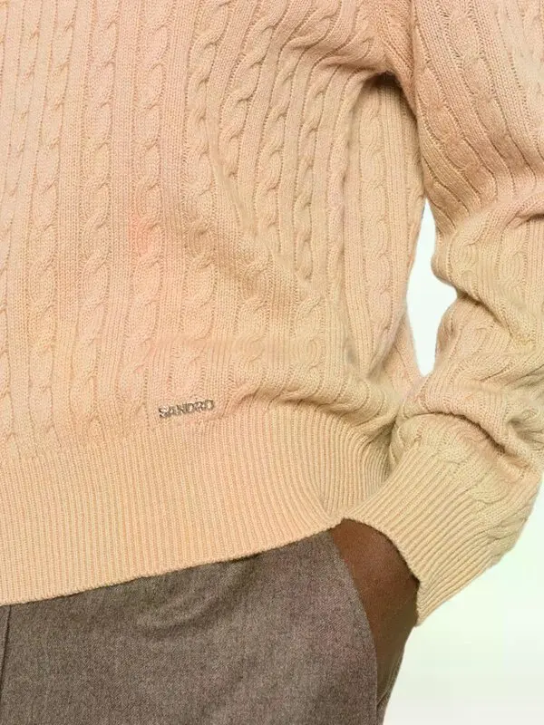 Sandro Cable-knit V-neck Sweater