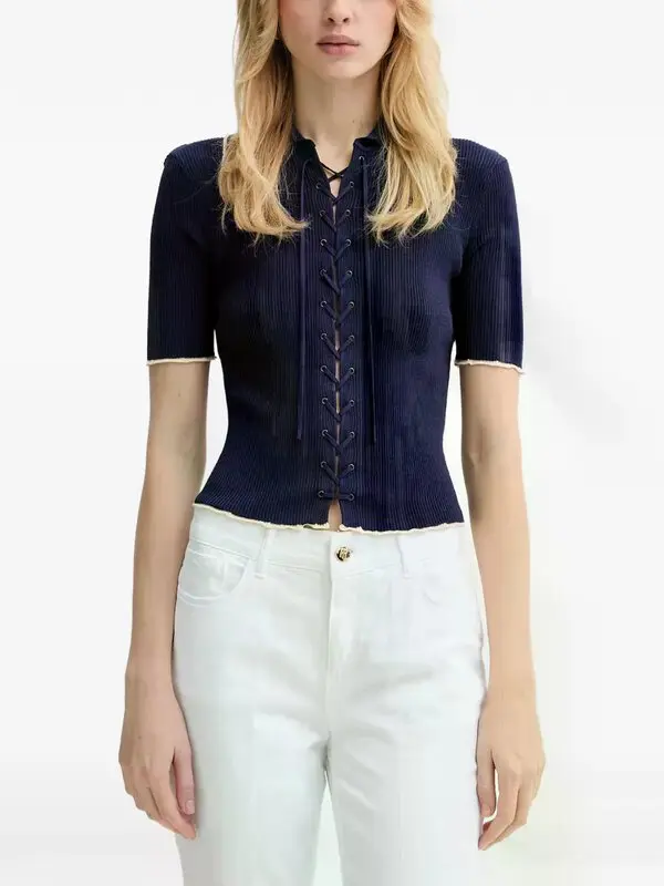 SILVIAN HEACH Lace-up Short-sleeve Top