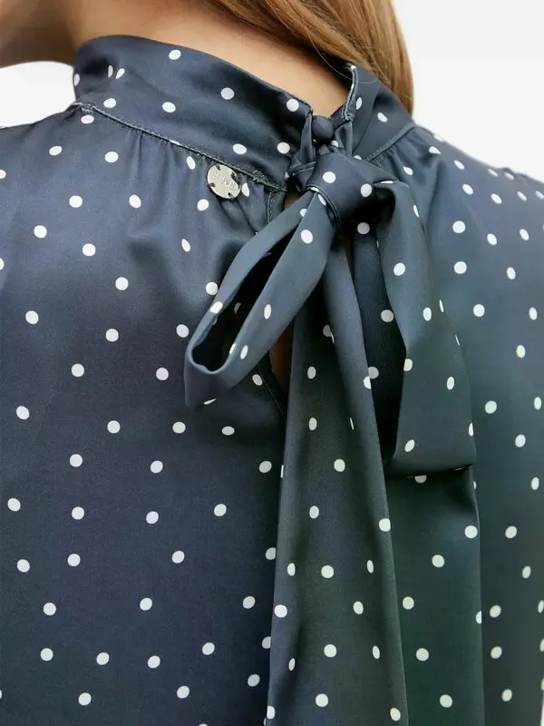 SILVIAN HEACH Polka-dot Tie Neck Sleeveless High Neck Blouse