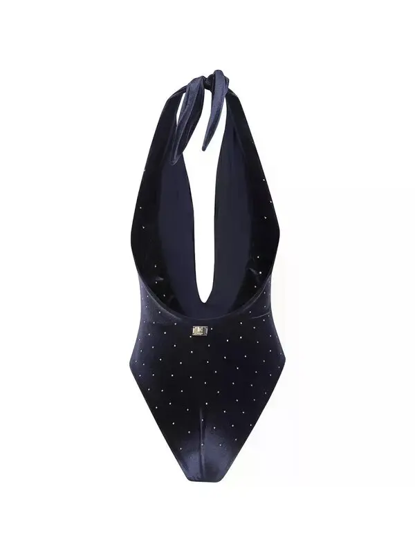 Balmain Crystal-embellished Halterneck Swimsuit - Blue
