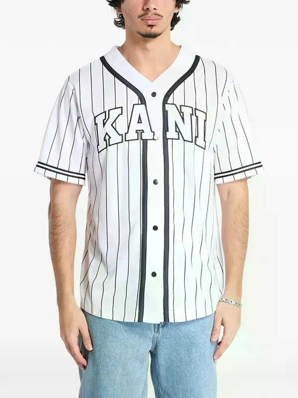 KARL KANI Pinstripe Baseball Shirt
