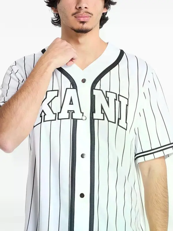 KARL KANI Pinstripe Baseball Shirt