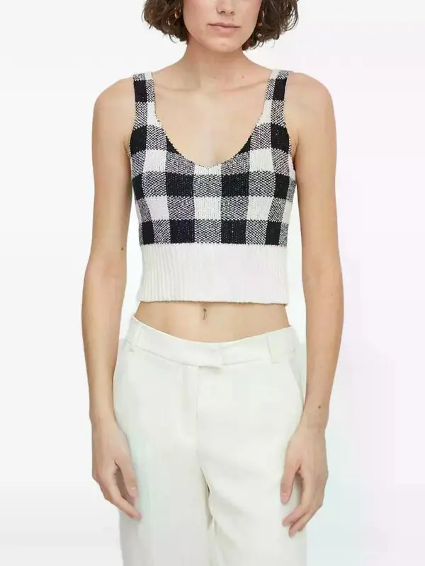Sisley Check Crop Top - White