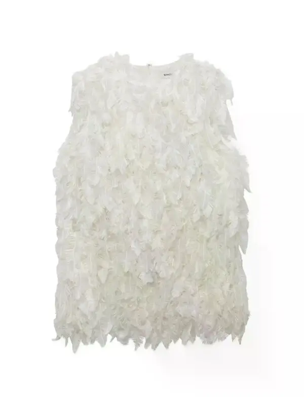 Simkhai Fei Feathered Satin Top