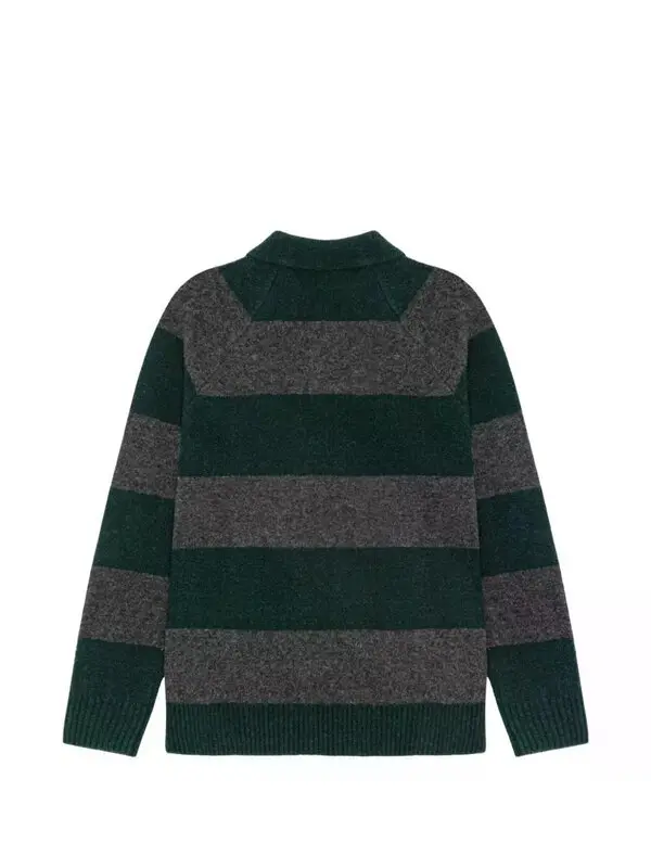 LES DEUX Striped Knitted Polo Sweater