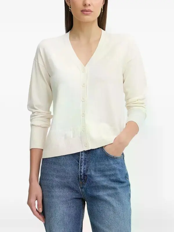 Sisley V-neck Button Cardigan - White