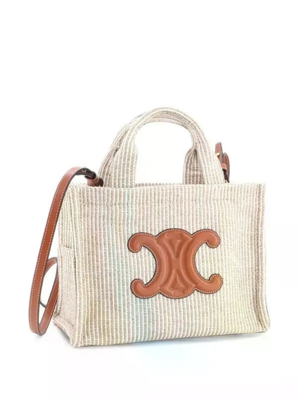 Celine Cabas Thais Triomphe Striped Canvas Small Tote Bag