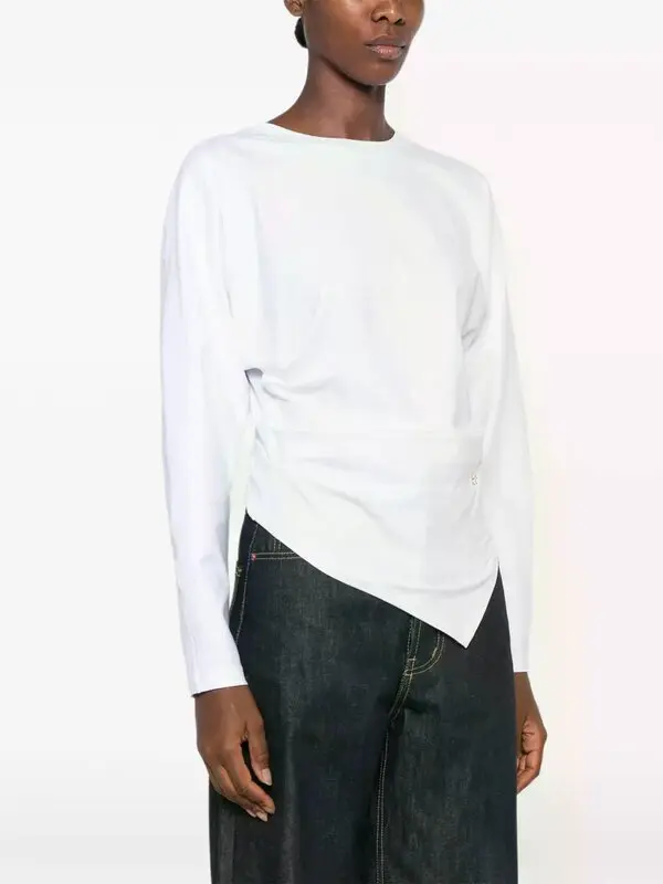GANNI Crew Neck Long-sleeve Top - White