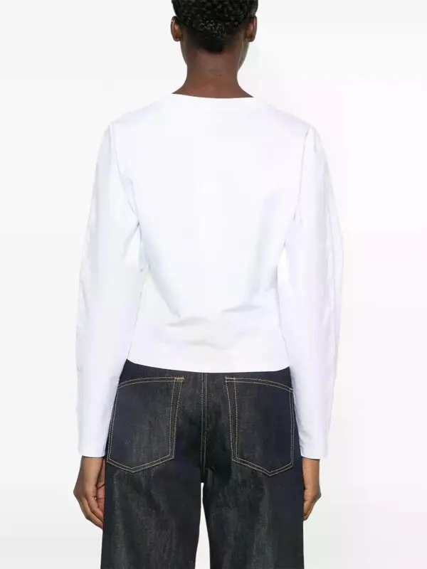 GANNI Crew Neck Long-sleeve Top - White