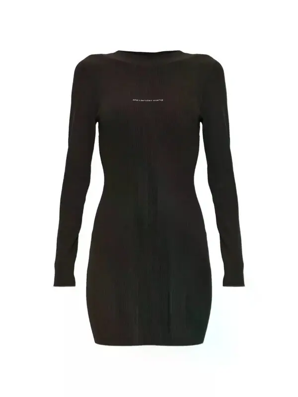 Alexander Wang Textured Logo Long-sleeve Crewneck Dress