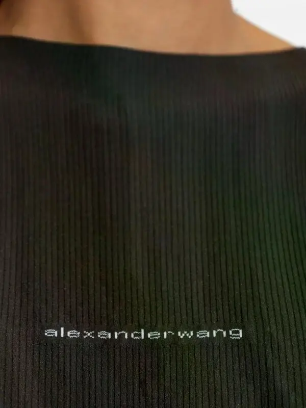 Alexander Wang Textured Logo Long-sleeve Crewneck Dress