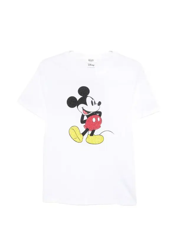 Liu Jo Mickey Mouse Rhinestone-embellished T-shirt - White