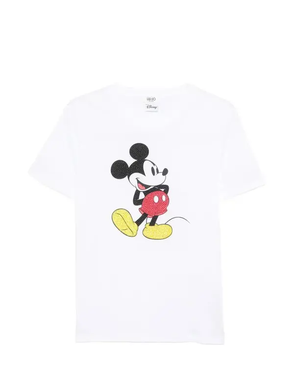 Liu Jo Mickey Mouse Rhinestone-embellished T-shirt - White