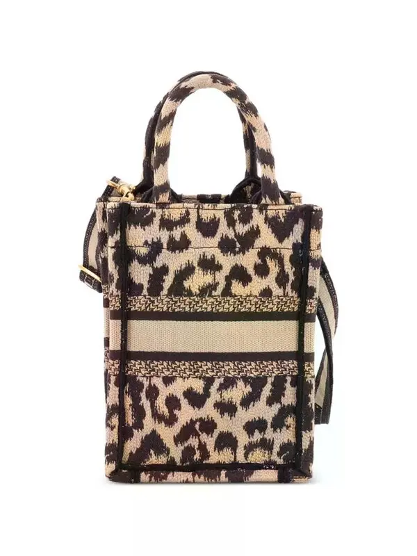 Dior Book Mizza Embroidered Canvas Vertical Tote Bag - Brown