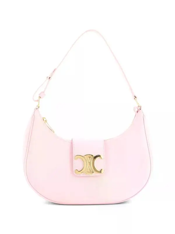 Celine Ava Triomphe Leather Shoulder Bag - Pink