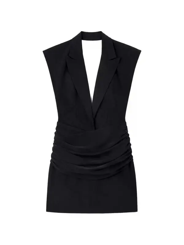 AMAZUIN Gathered Peak-lapel Mini Dress