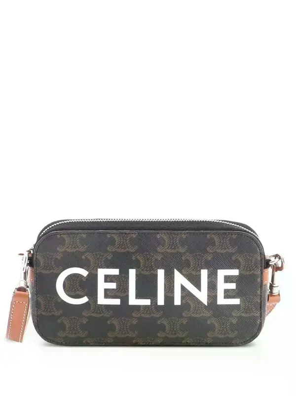Celine Horizontal Pouch Crossbody Bag In Triomphe Coated Canvas - Brown