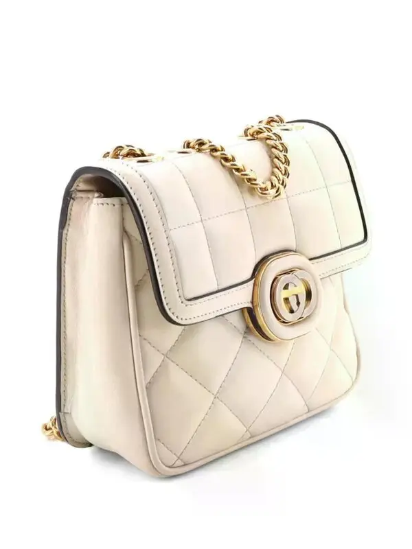 Gucci Deco Chain Flap Bag Mixed Matelasse Leather Mini Shoulder Bag - White