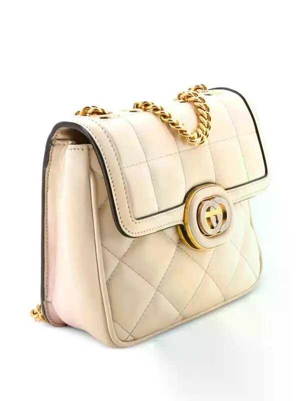 Gucci Deco Chain Flap Bag Mixed Matelasse Leather Mini Shoulder Bag - White