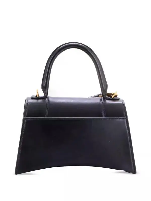 Balenciaga Hourglass Top Handle Bag Leather Satchel - Black