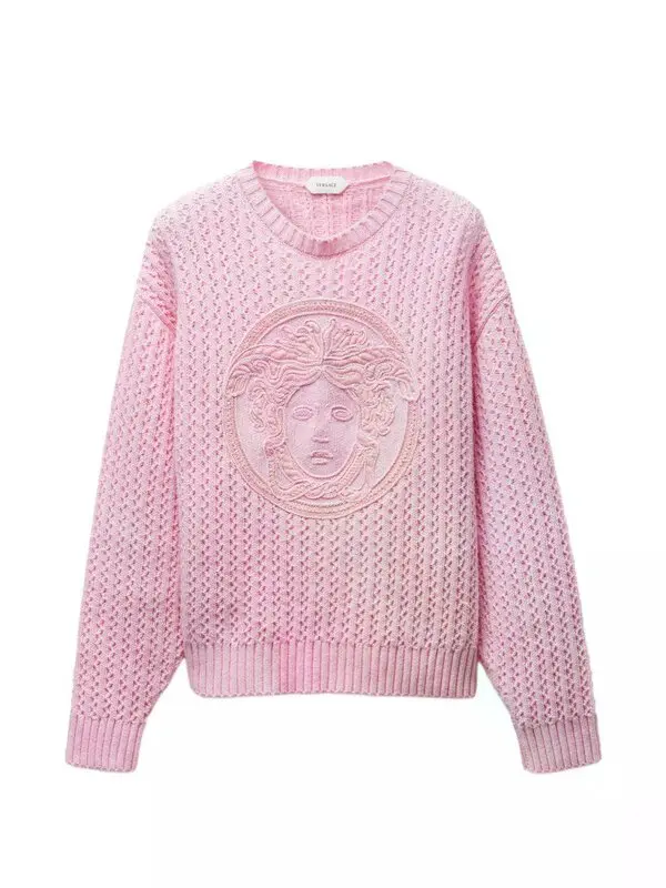 Versace Embroidered Wool And Cashmere Knit Sweater