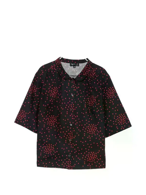 AGNES B. Heart-print Stand-collar Shirt