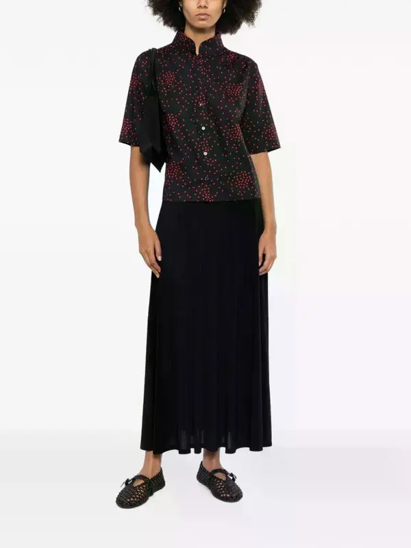 AGNES B. Heart-print Stand-collar Shirt