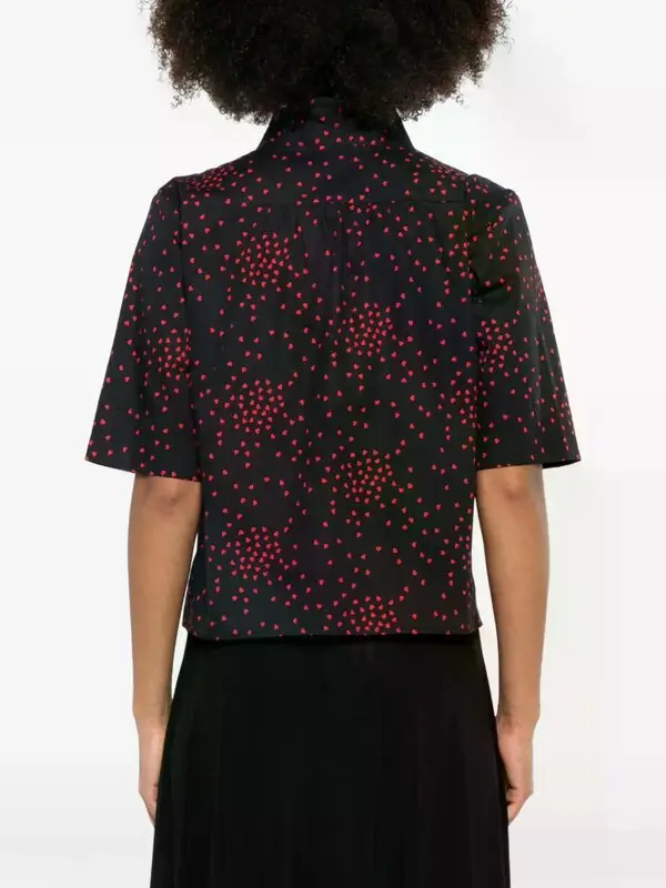 AGNES B. Heart-print Stand-collar Shirt