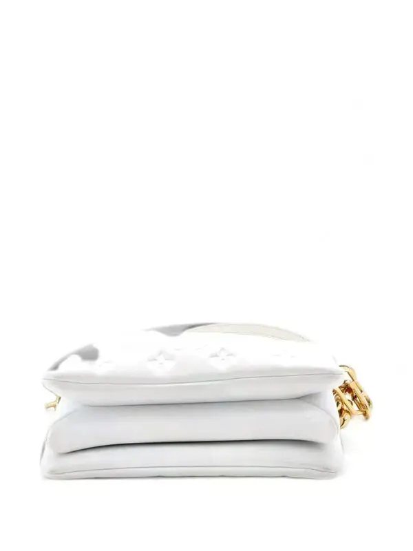 LOUIS VUITTON Coussin Bag Monogram Embossed Lambskin Crossbody Bag - White