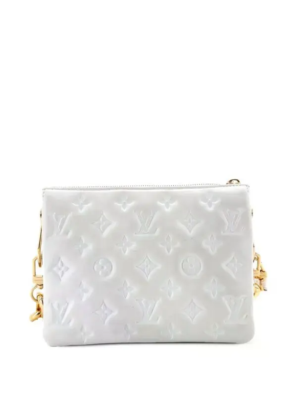 LOUIS VUITTON Coussin Bag Monogram Embossed Lambskin Crossbody Bag - White