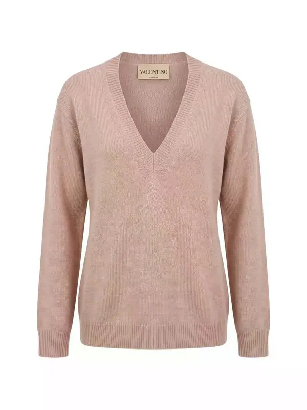 Valentino Garavani Cable-knit V-neck Sweater