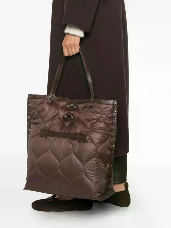 ZANELLATO Quilted Stud-embellished Tote Bag - Brown