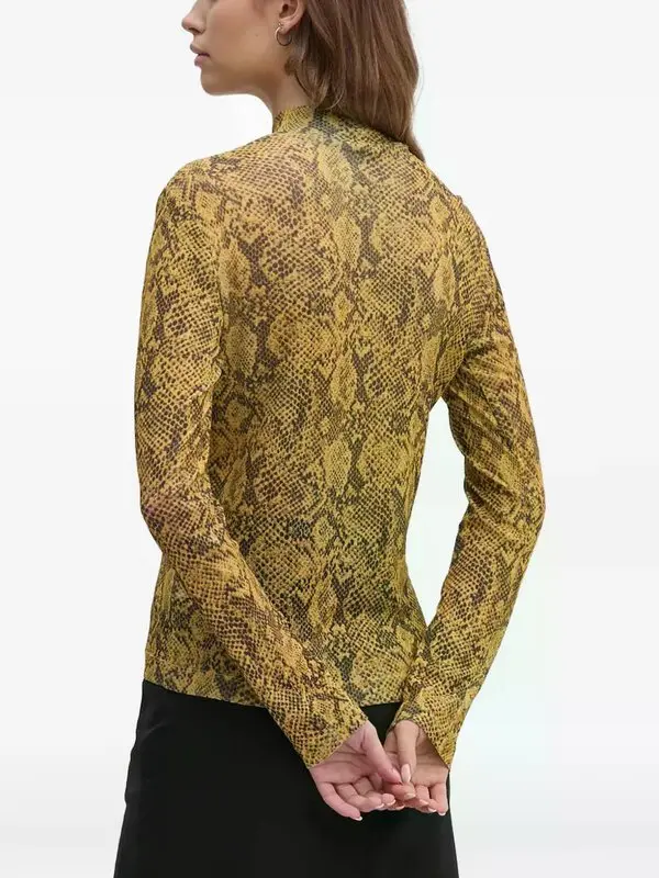Sisley Snake-print Roll-neck Top