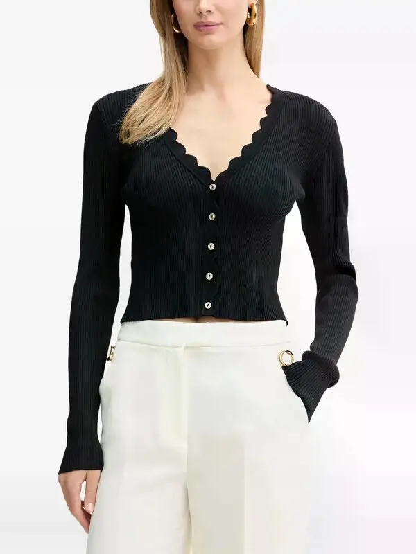SILVIAN HEACH Scalloped Buttoned Cardigan - Black