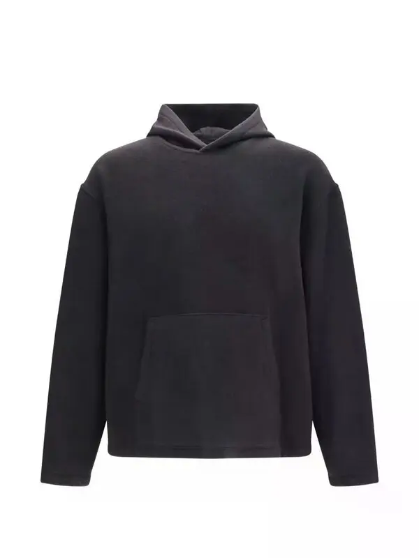 RIER Fleece-texture Pouch-pocket Hoodie - Black