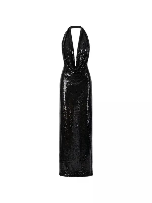 AMAZUIN Anja Sequin-embellished Halterneck Maxi Dress