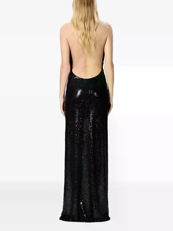 AMAZUIN Anja Sequin-embellished Halterneck Maxi Dress