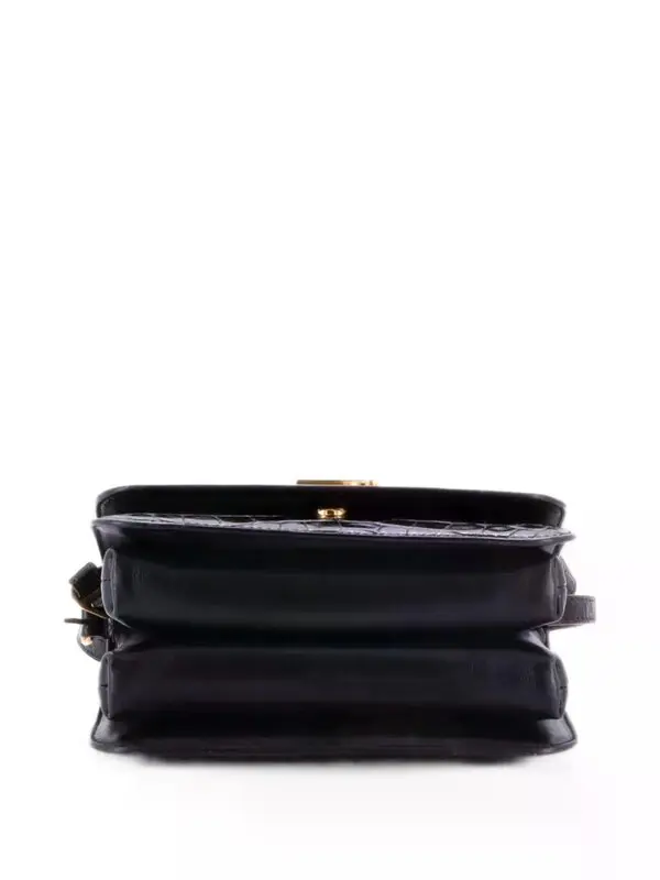 Balenciaga B. Dot Flap Bag Crocodile Embossed Leather Small Crossbody Bag - Black