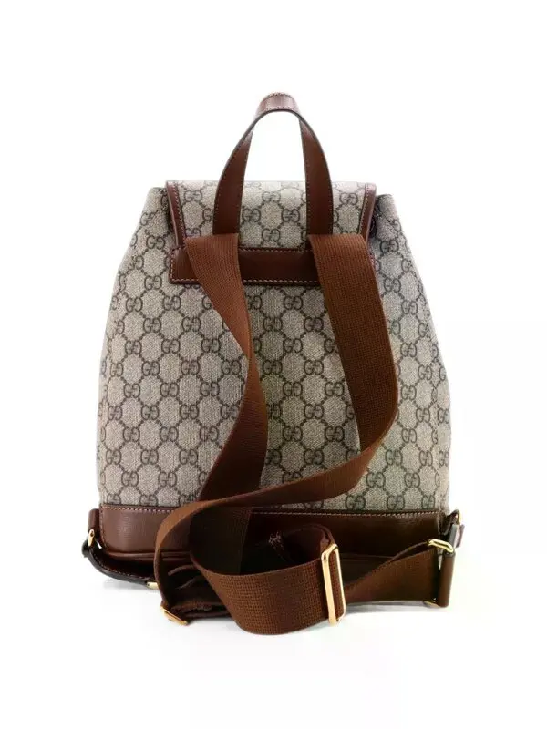 Gucci Interlocking G Patch Drawstring Flap Gg Coated Canvas Backpack